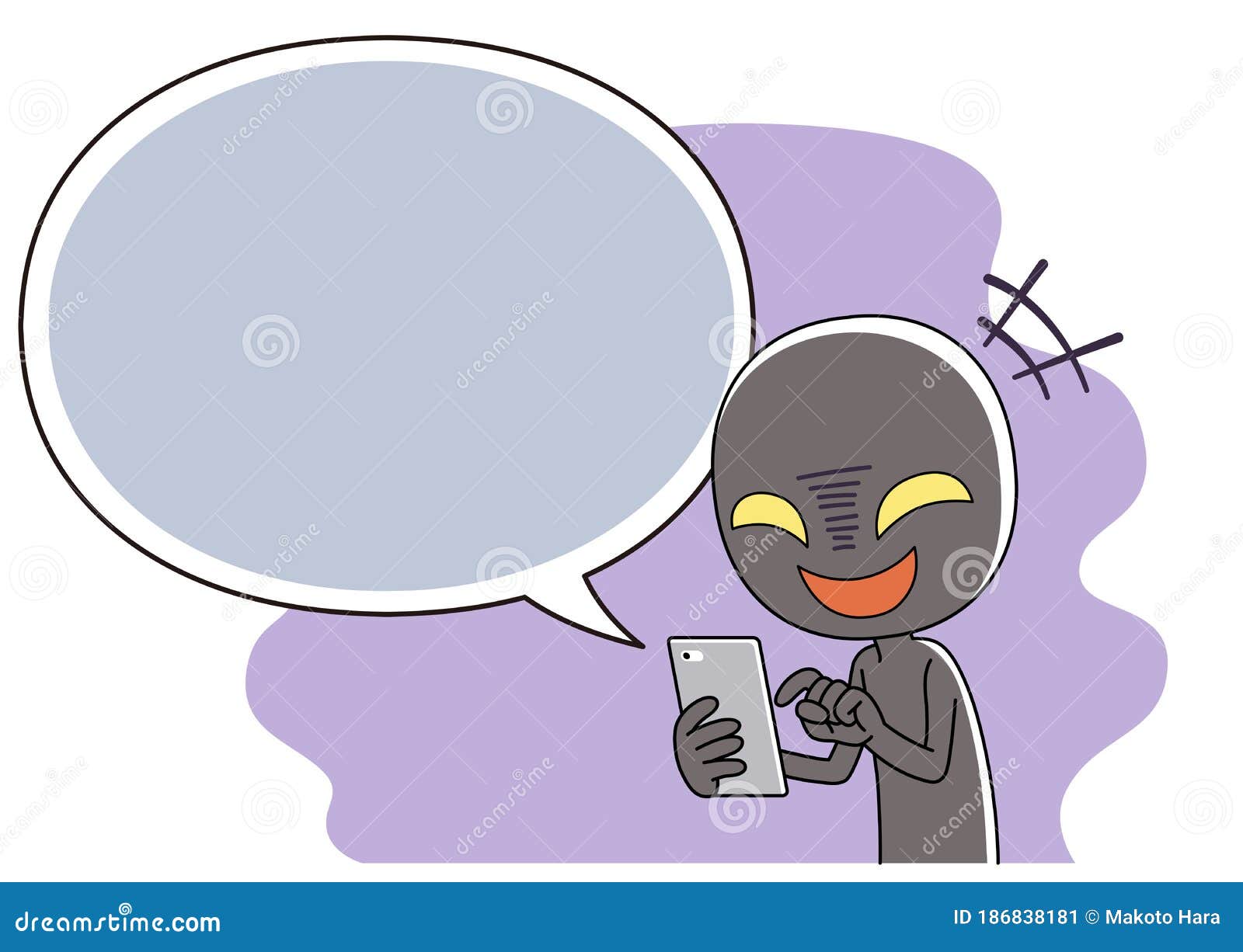 A Person Who Does Evil on the Internet Using a Smartphone. Stock Vector ...