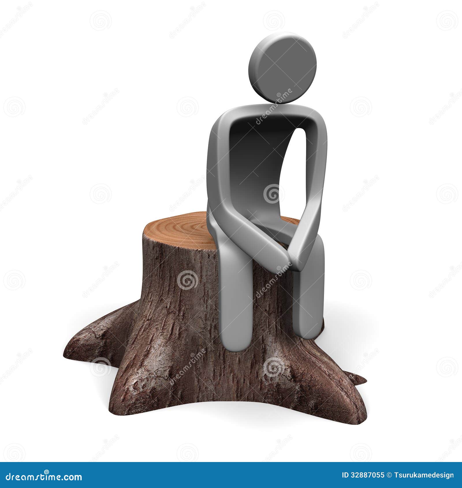 Person Who is Sitting on a Tree Stump Stock Illustration - Illustration ...