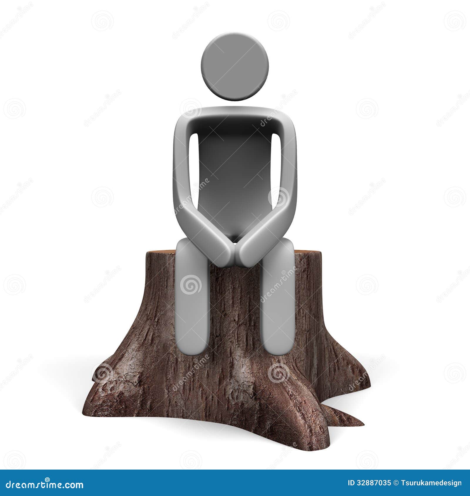 Person Who is Sitting on a Tree Stump Front View Stock Illustration ...