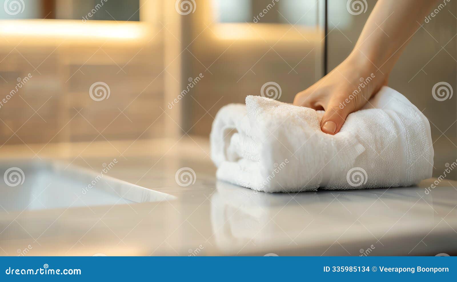 A Person Wiping Down the Surfaces of a Bathroom Mirror and Counter ...