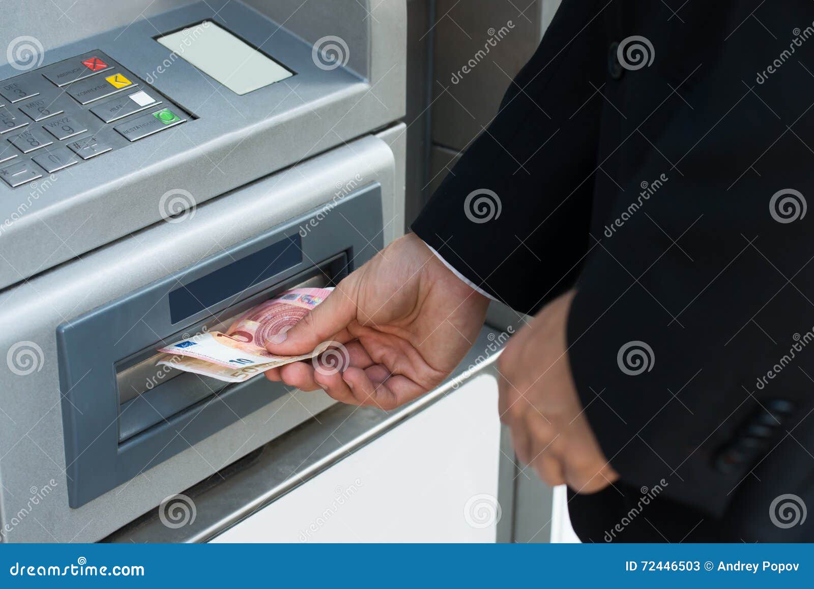 Person Withdrawing Money from Atm-Machine Stock Afbeelding - Image of ...