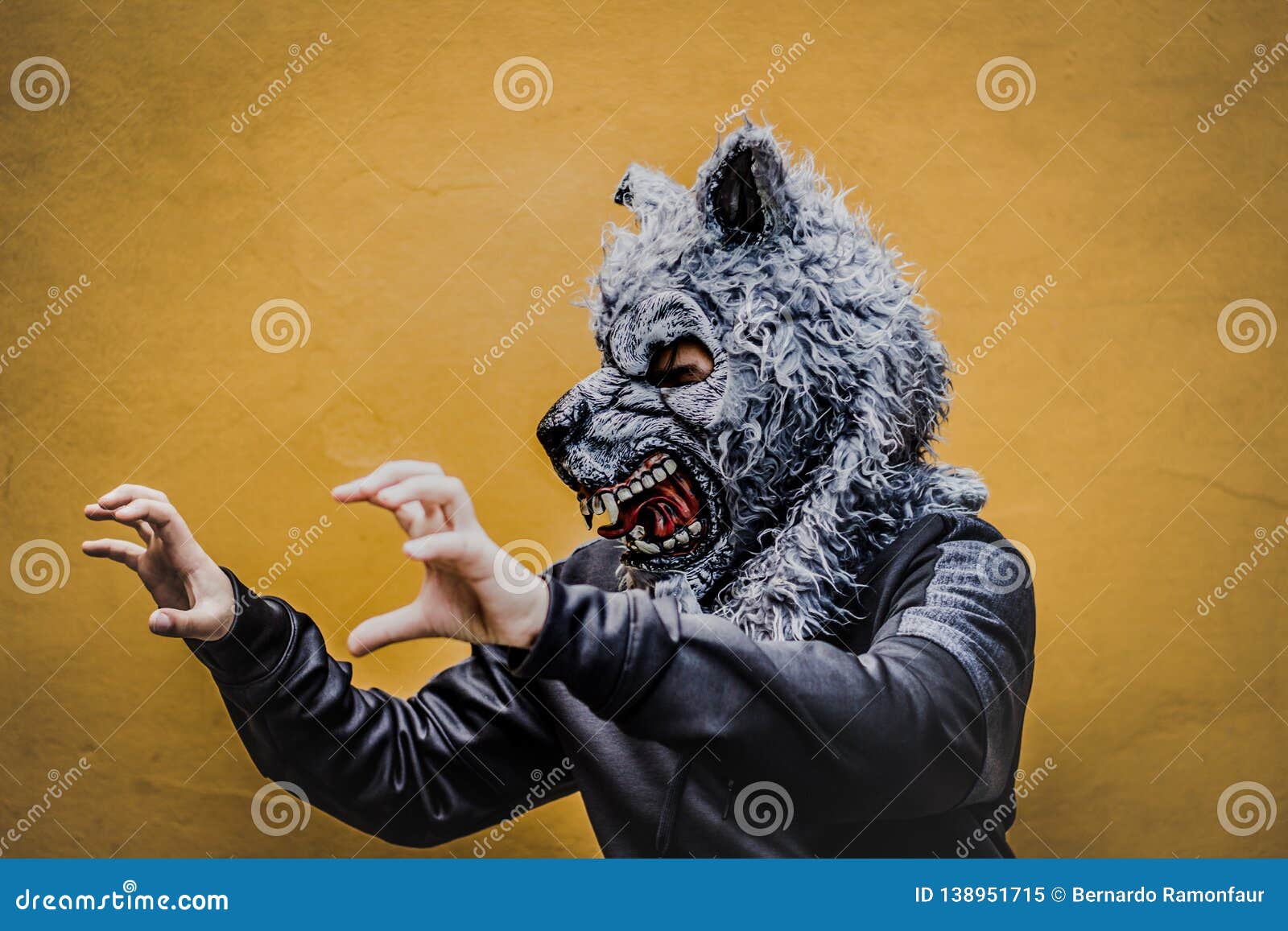 Person with Wolf Mask Photograph Stock Image - Image of teeth ...