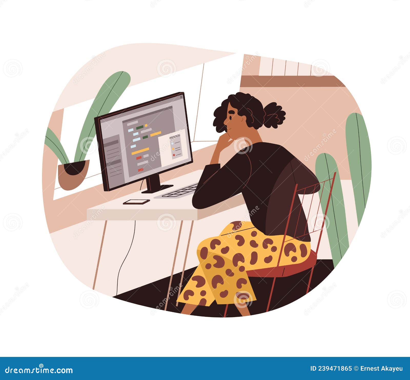 Person Work at Computer. Coder Developing Software at Desktop ...