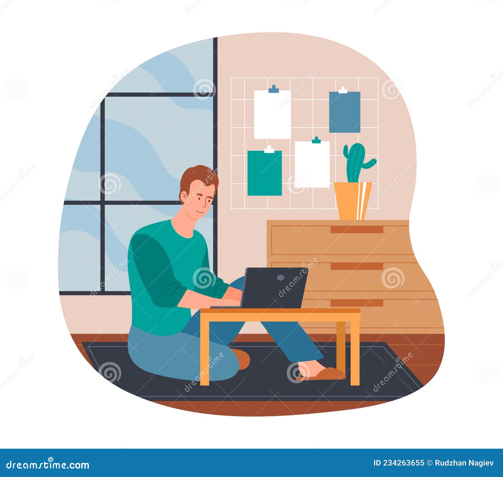 Person work at home stock vector. Illustration of freelance - 234263655