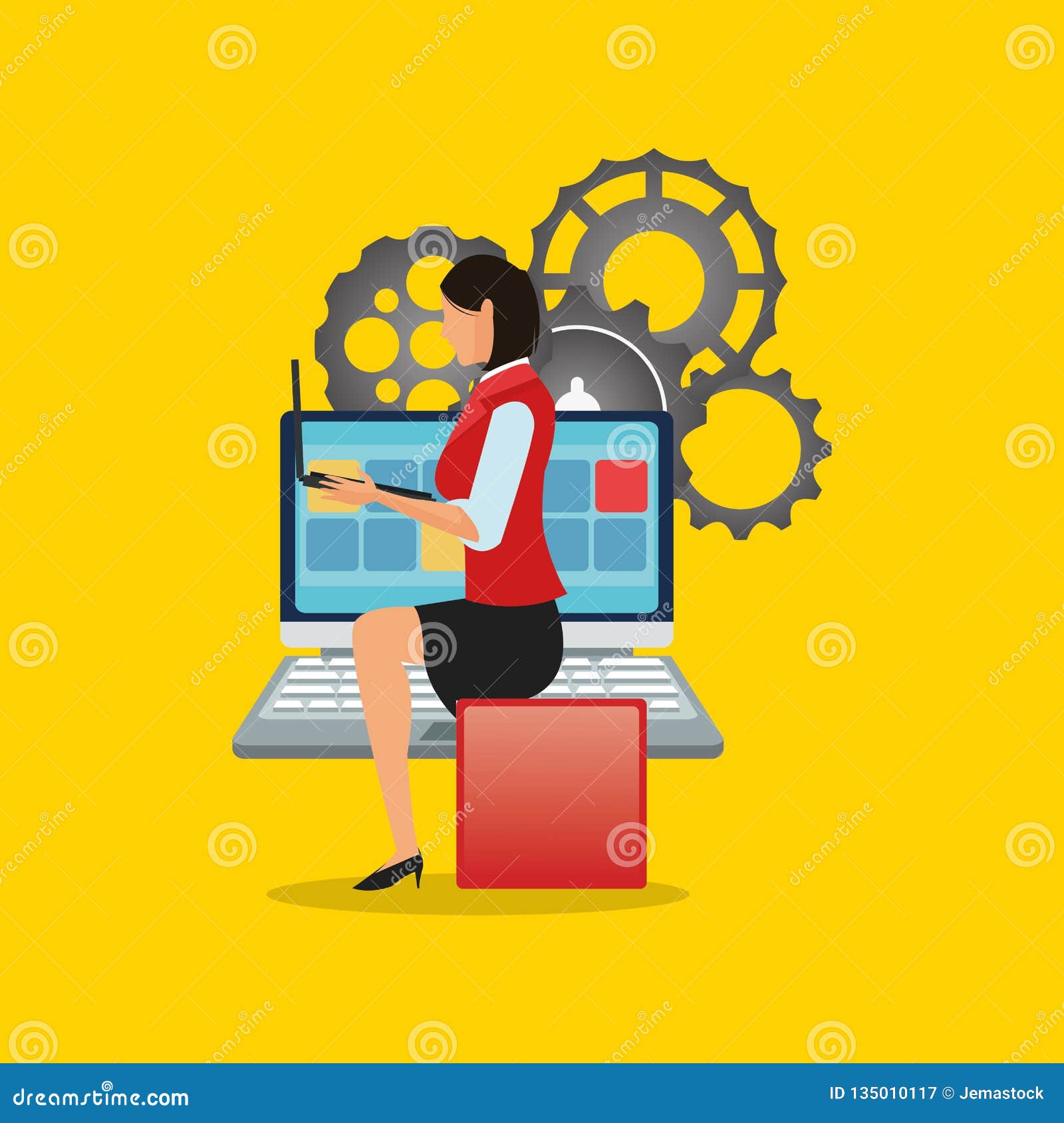 Person with Workforce Related Icons Image Stock Vector - Illustration ...