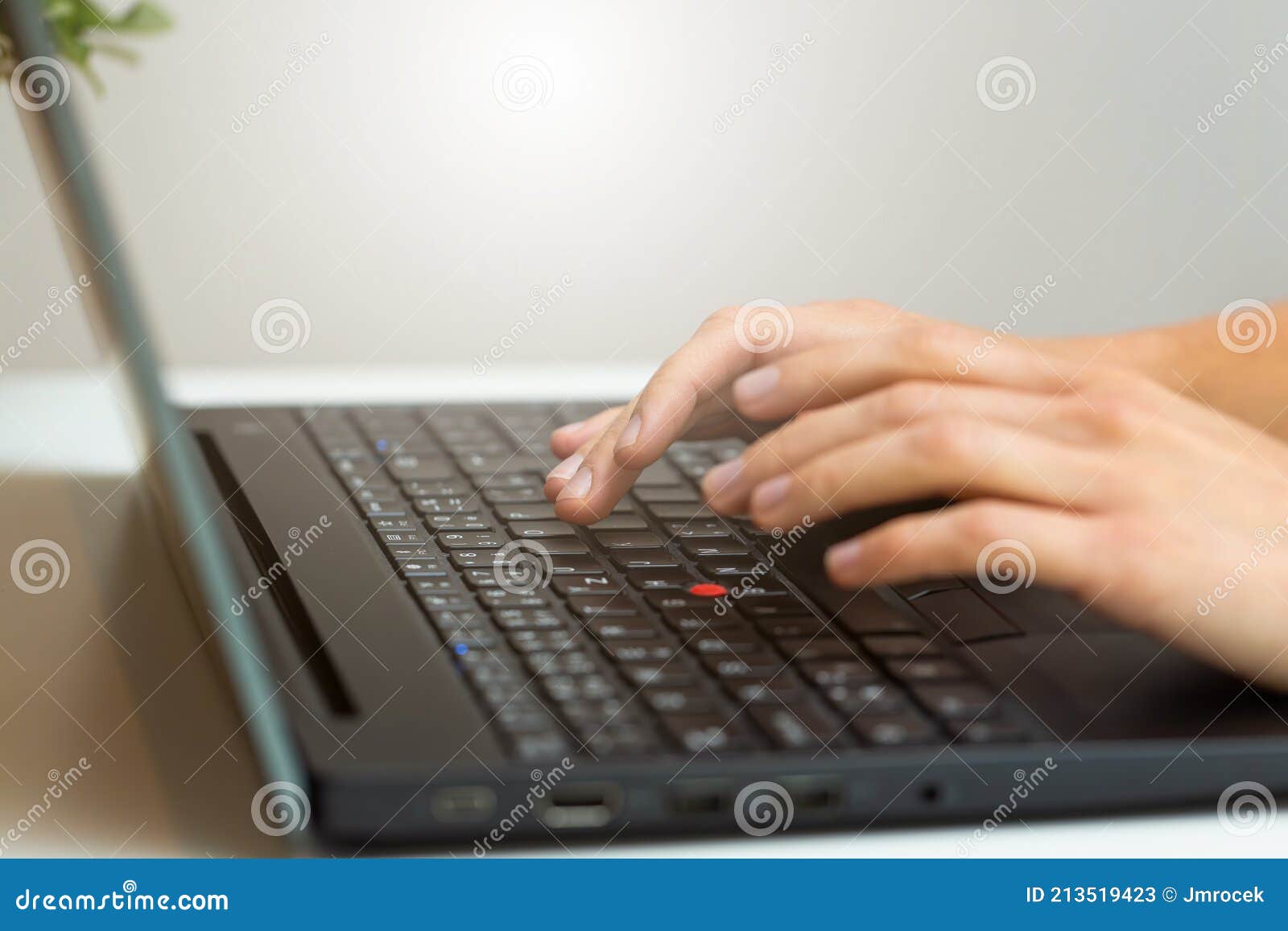 Person Working on Computer in Office Space from Close Up Stock Image ...