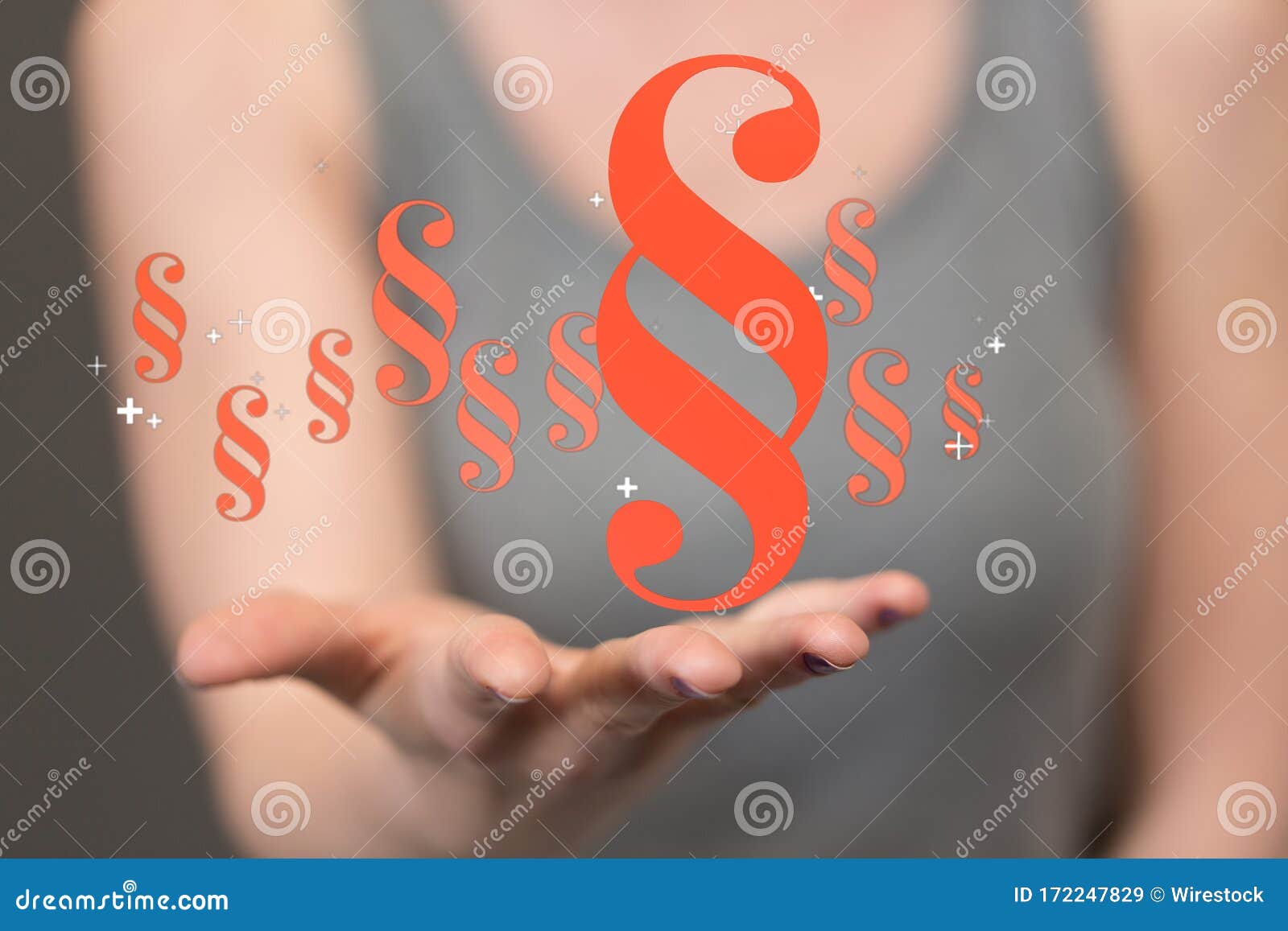 Person Working with Digital Paragraph Law Symbols Stock Image - Image ...