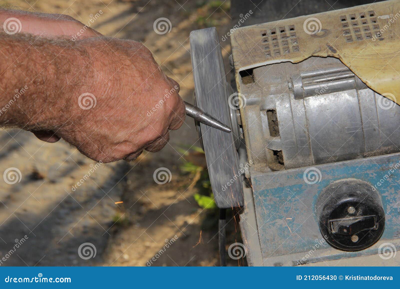 The Person Working with the Machine Sharpens Stock Photo - Image of ...