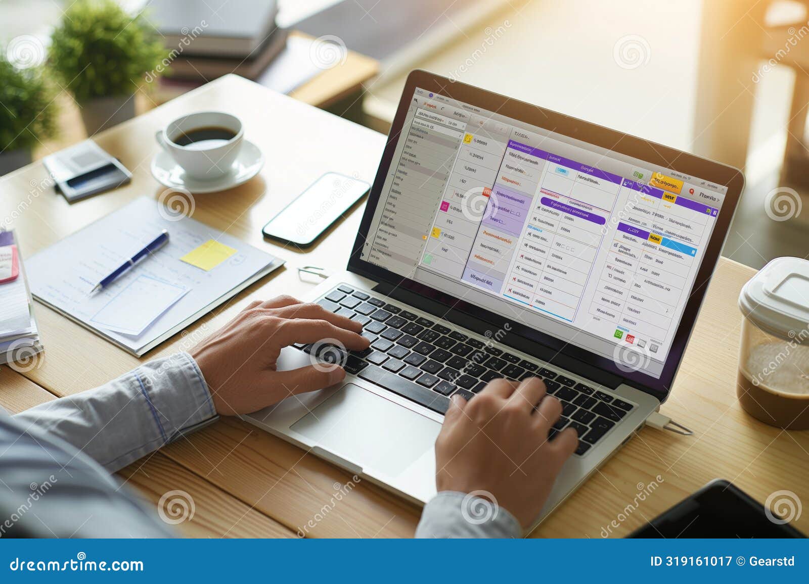 Person Working on a Project Management Software Stock Image - Image of ...