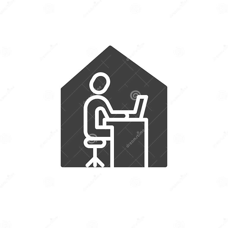 Person Working Remotely from Home Using a Laptop Computer Vector Icon ...