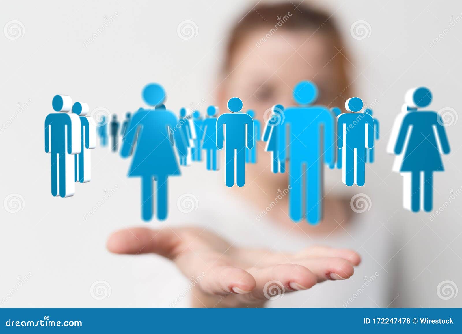 Person Working with a Virtual Projection of Network Connections Team ...