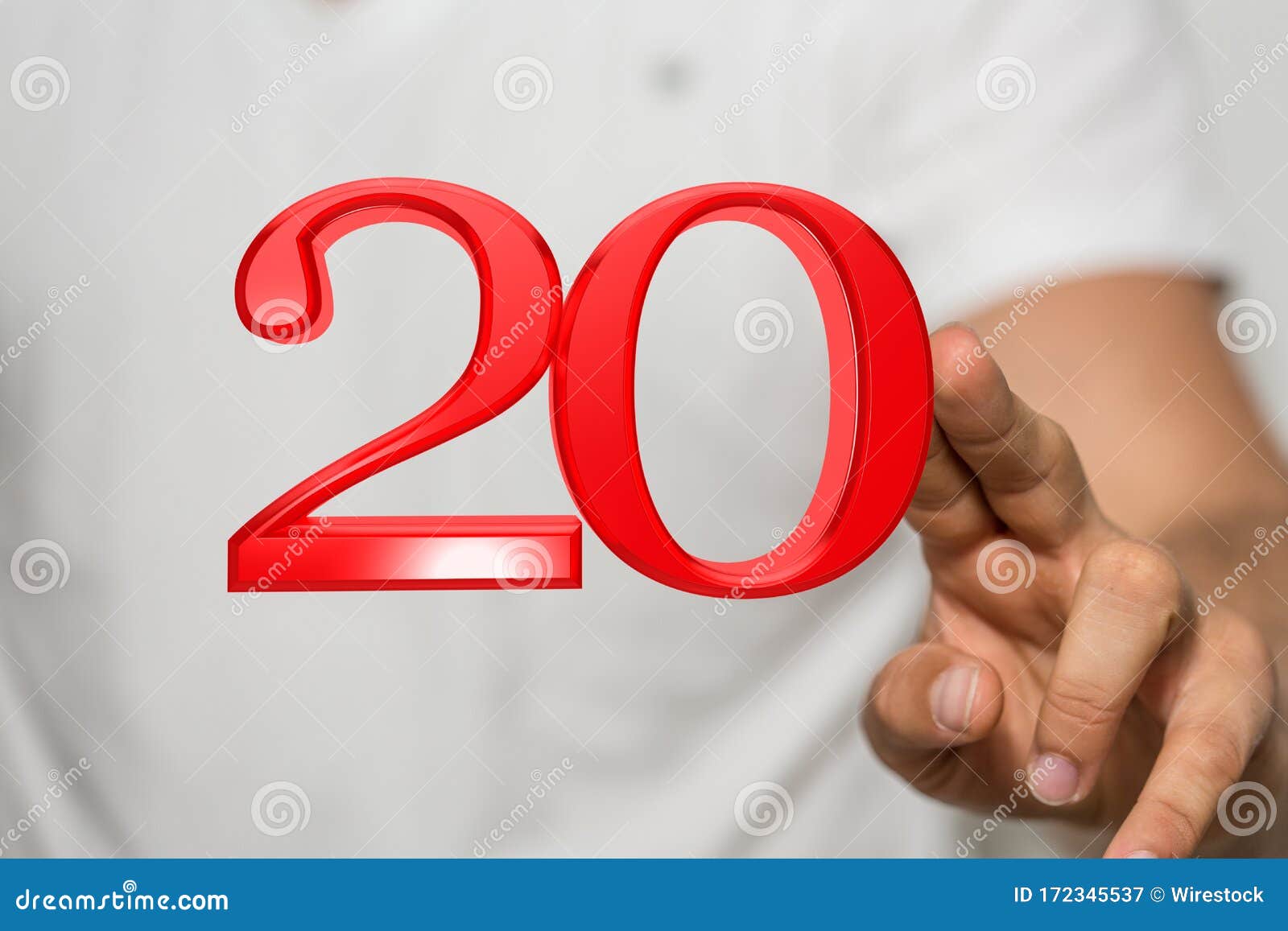 Person Working with a Virtual Projection of the Twentieth-anniversary ...