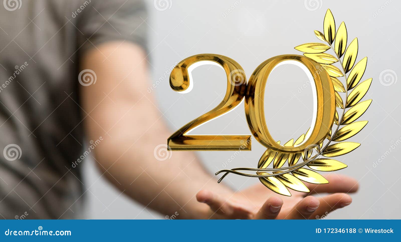 Person Working with a Virtual Projection of the Twentieth-anniversary ...