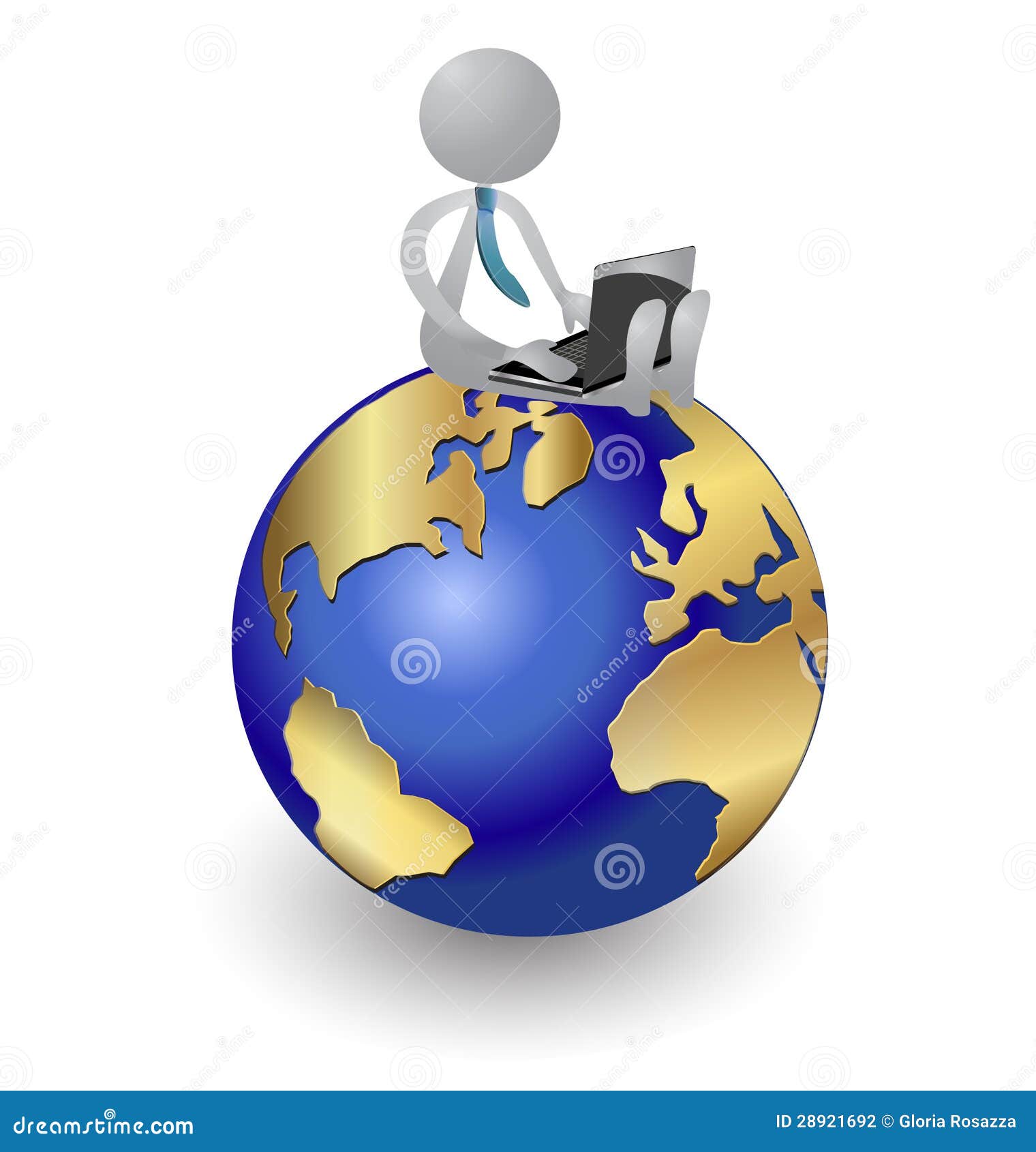 Person Working on the World Logo Stock Illustration - Illustration of ...