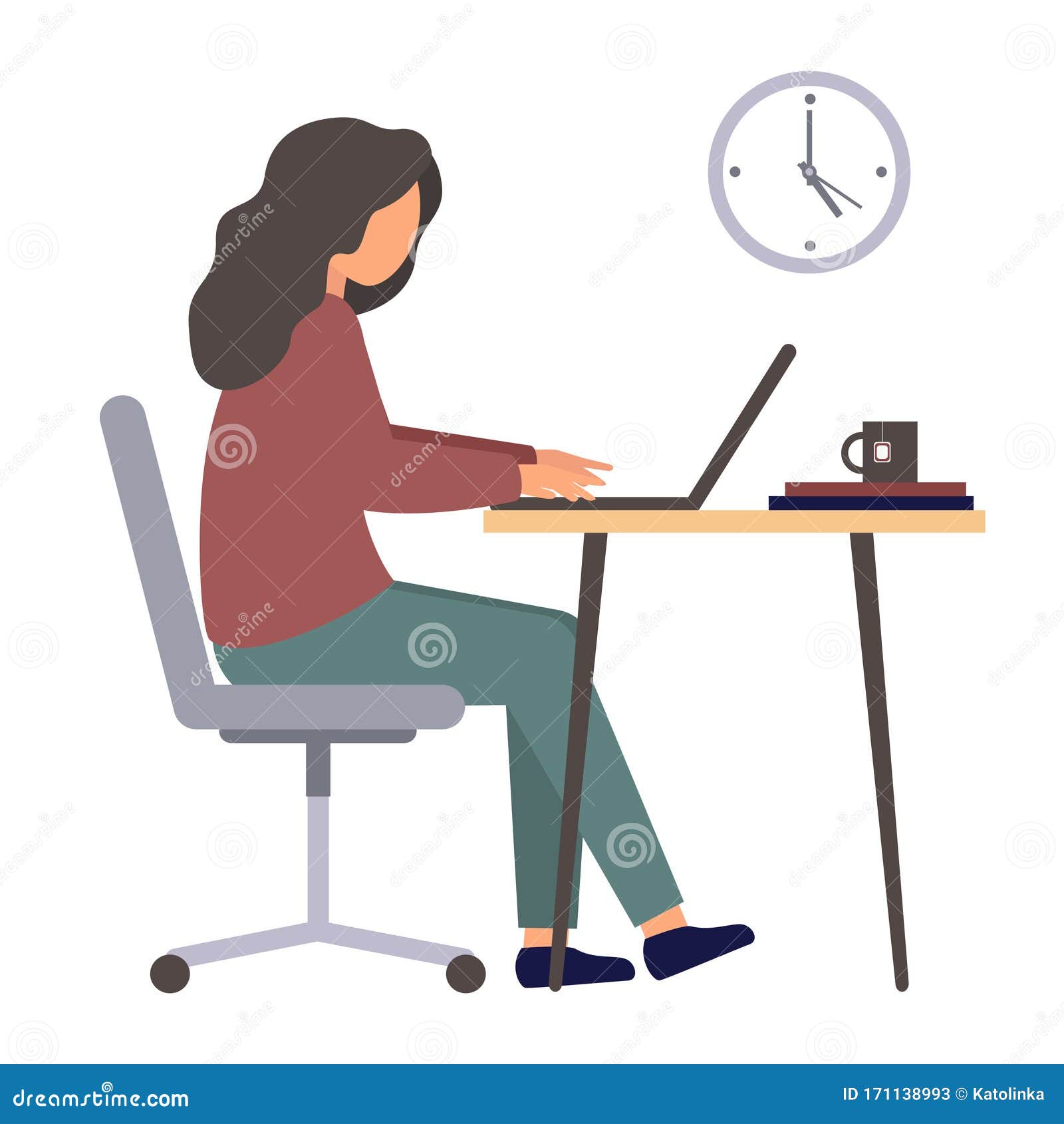 A Person Works at a Computer. Programmer in the Workplace Stock Vector ...