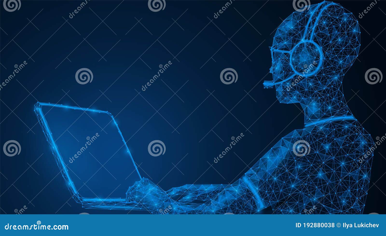 A Person Works on a Laptop. Social Remote Employment Stock Vector ...