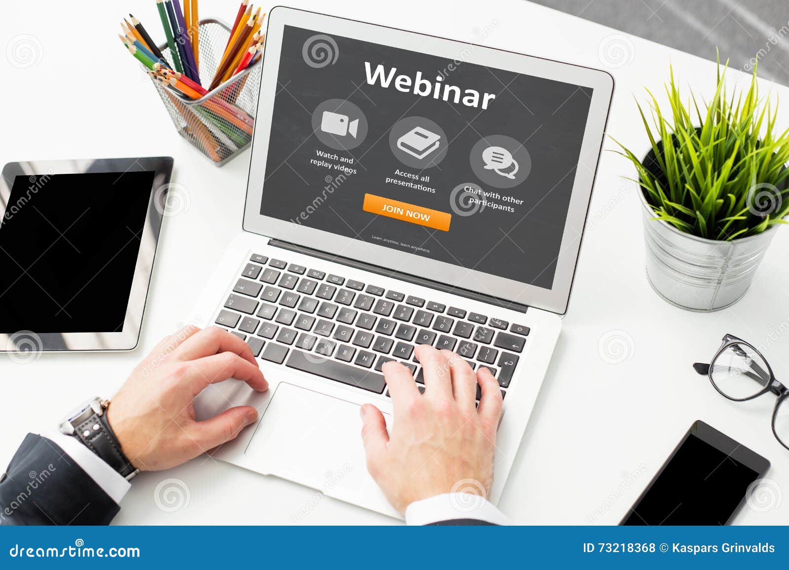 Person Would Join Webinar on Laptop Stock Photo - Image of knowledge ...