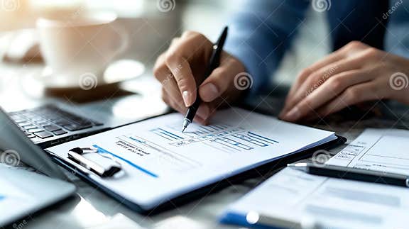 Person Writing Notes on a Clipboard in a Modern Office Setting Stock ...