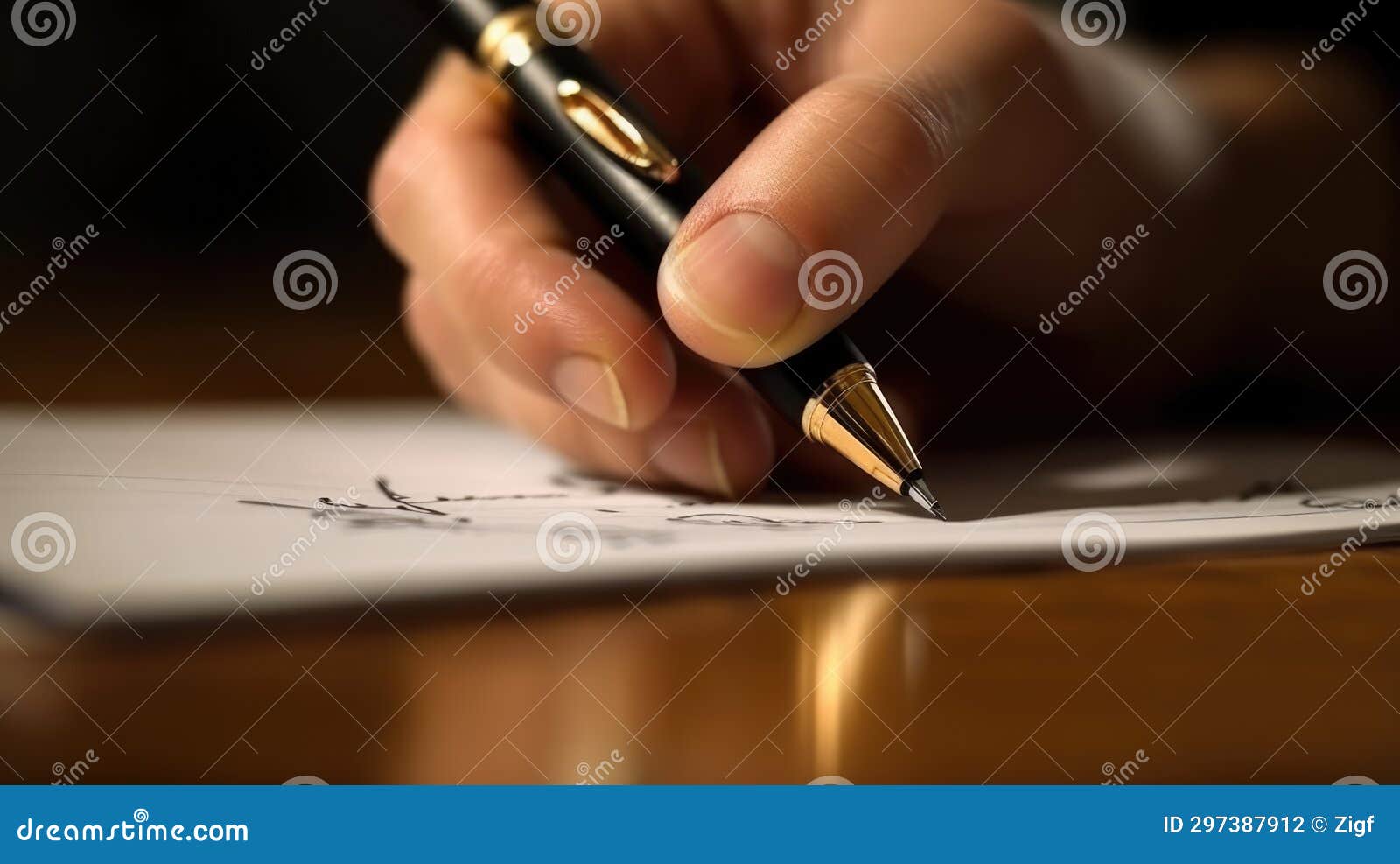 Person Writing with a Pen on a Piece of Paper Stock Illustration ...