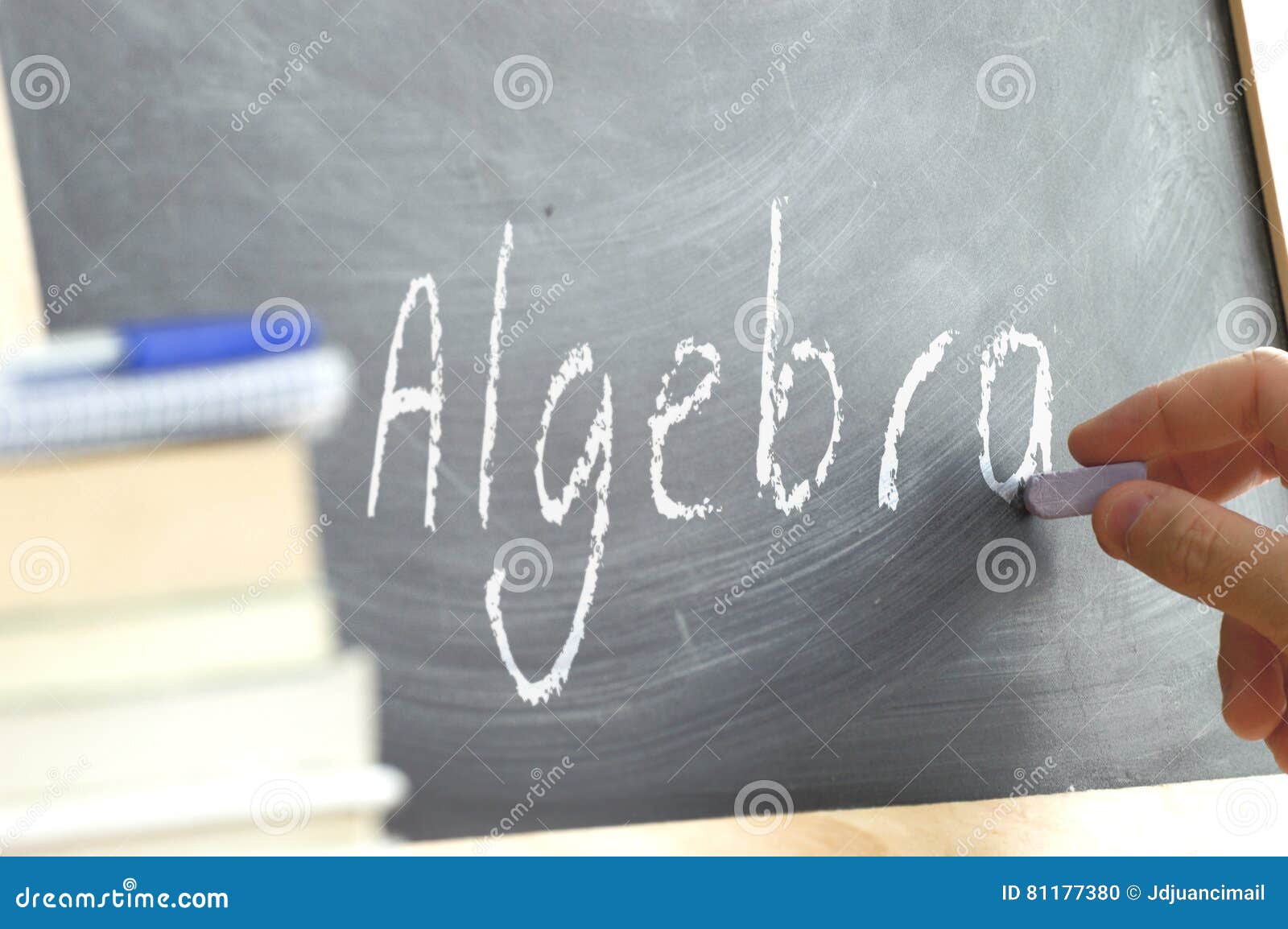 A Person Writing the Word Algebra on a Blackboard. Stock Photo - Image ...