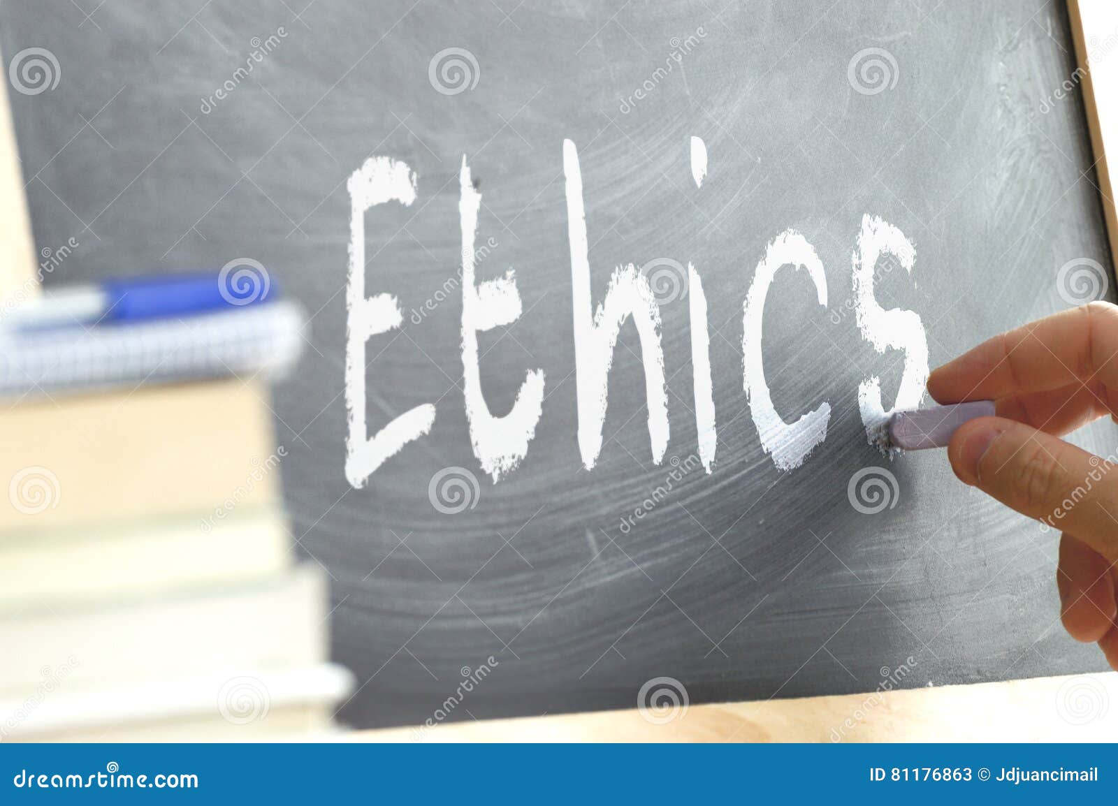 A Person Writing the Word Ethics on a Blackboard. Stock Image - Image ...