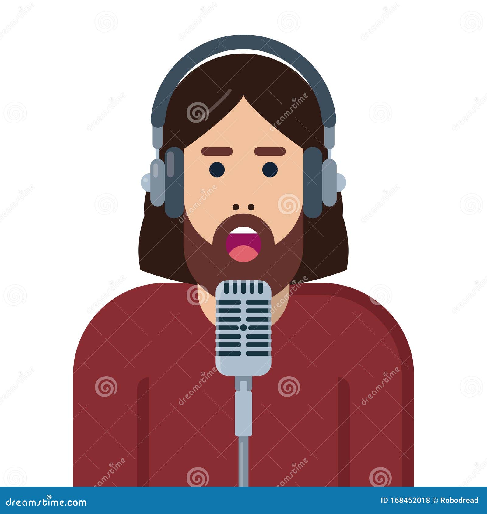 Persona Che Parla in Microfono E Indossa Cuffie Illustrazione ...