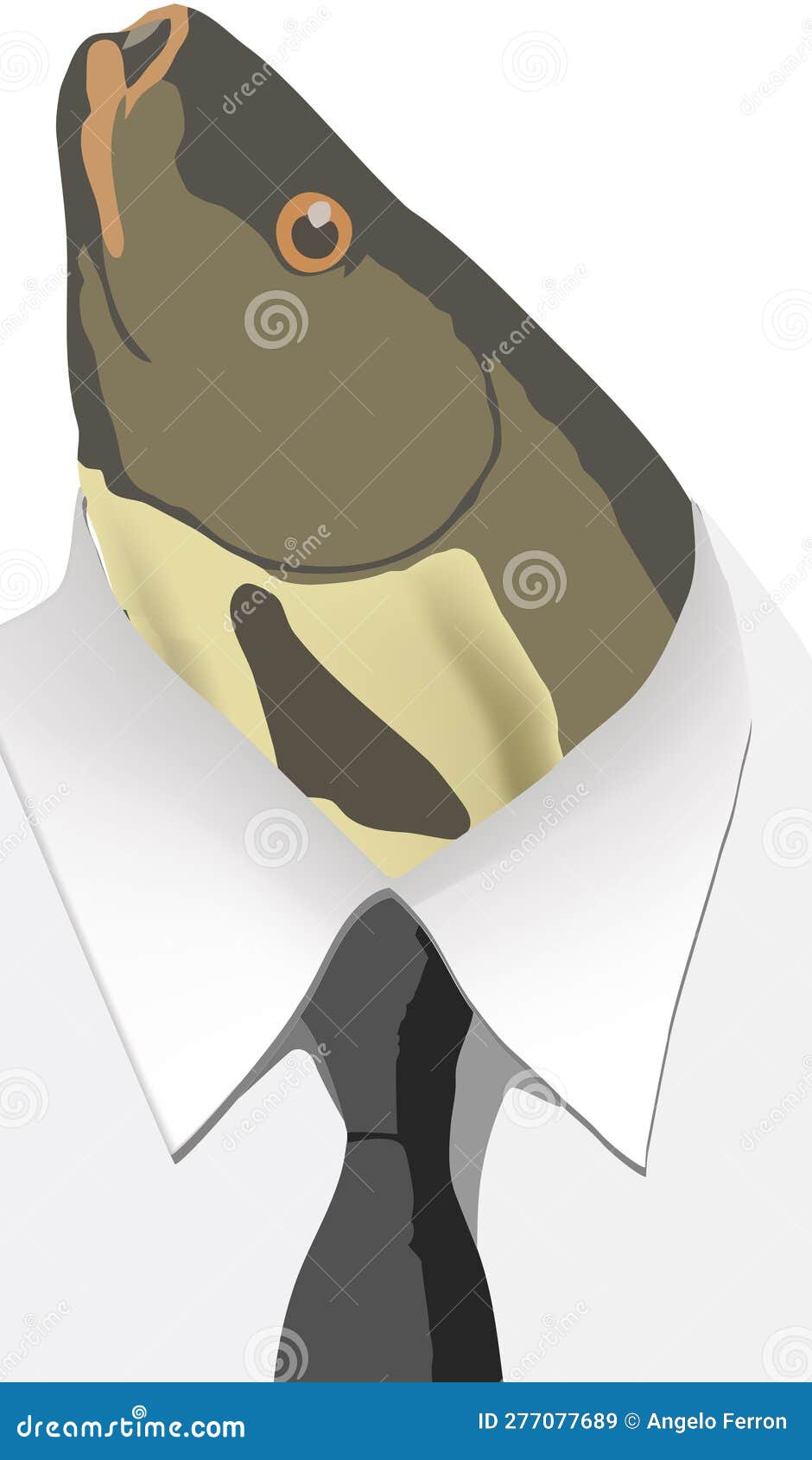 Persona Con Corbata Y Camisa Con Cara De Pez Ilustración del Vector ...