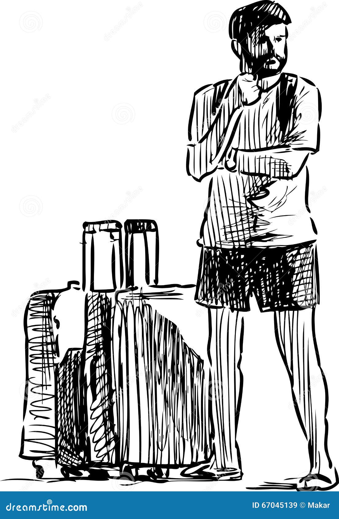 Persona con las maletas ilustración del vector. Ilustración de barbudo ...