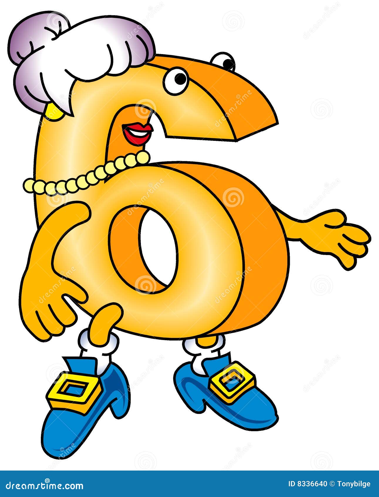 Personaje De Dibujos Animados De Seises Stock de ilustración ...