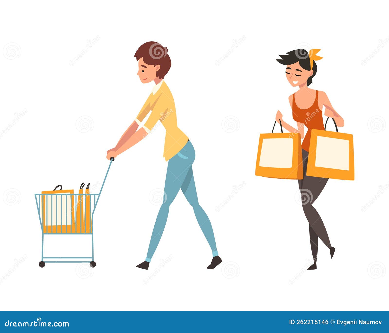 Personaje De Mujer Feliz Haciendo Compras Con Bolsos De Equipaje De ... Personaje De Mujer Feliz Haciendo Compras Con Bolsos De Equipaje De ...