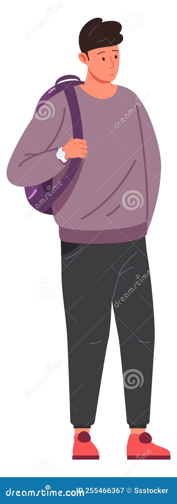 Personaje Joven Estudiante. Hombre De Pie Con Mochila Ilustración del ... Personaje Joven Estudiante. Hombre De Pie Con Mochila Ilustración del ...