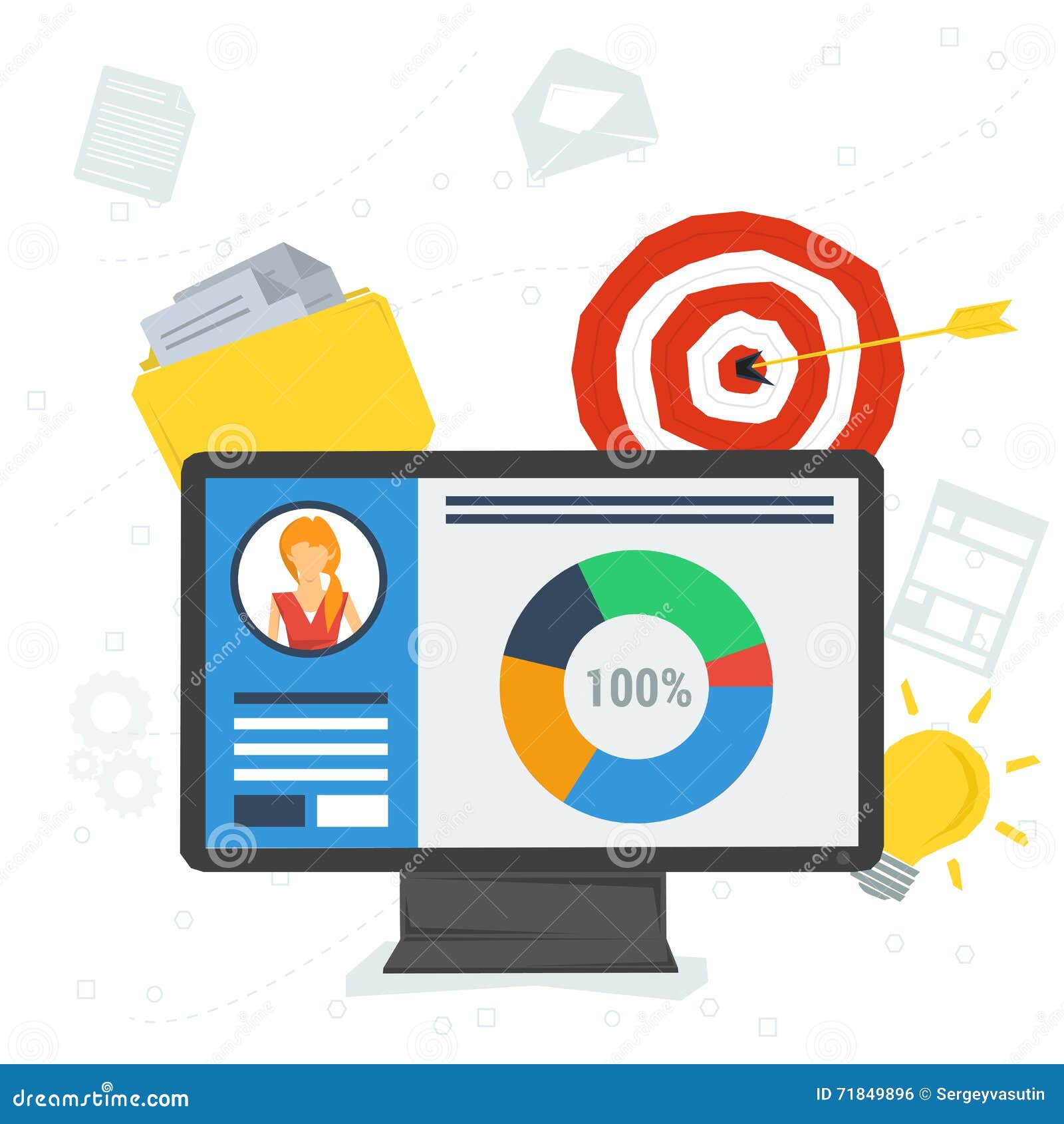 Personal Account in Internet Stock Vector - Illustration of monitor ...