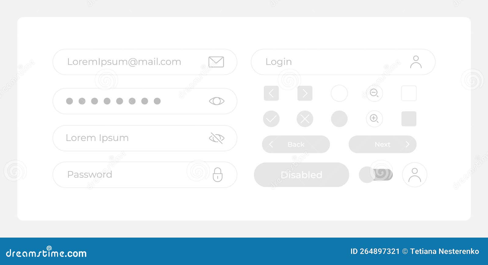 Personal Account Setting UI Elements Kit Stock Vector - Illustration of sign, registration ...