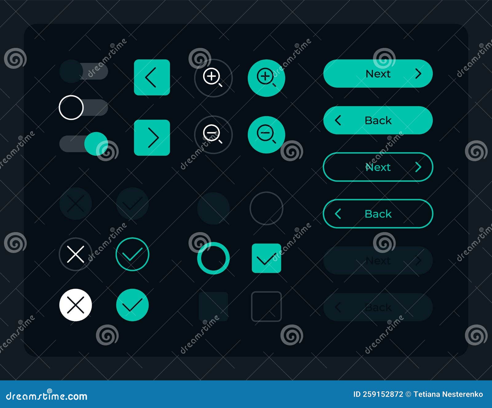 Personal Account Settings Ui Elements Kit Stock Vector Illustration Of Back Decline 259152872