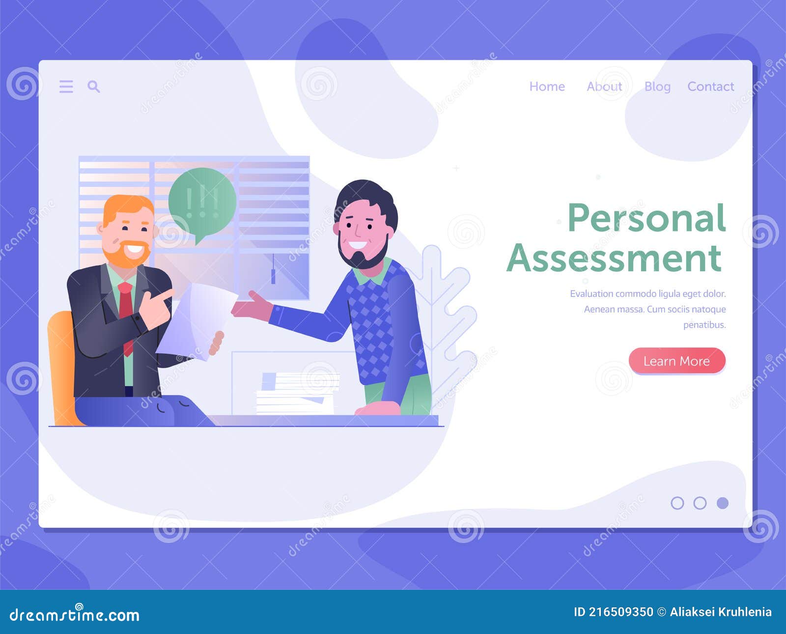 Personal Assessment Web Site Page Banner Template Stock Vector ...