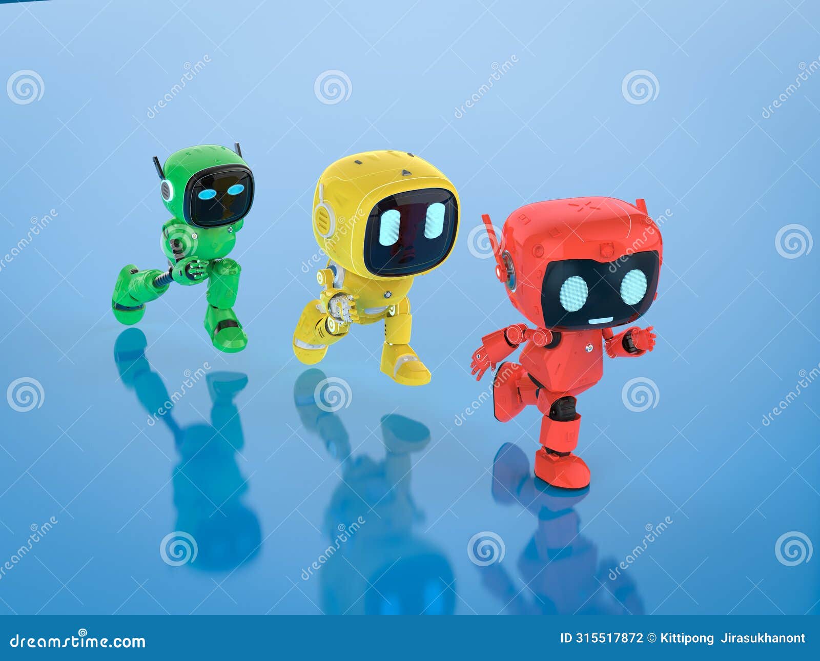 Personal Assistant Ai Robots Run in Competition Stock Illustration ...