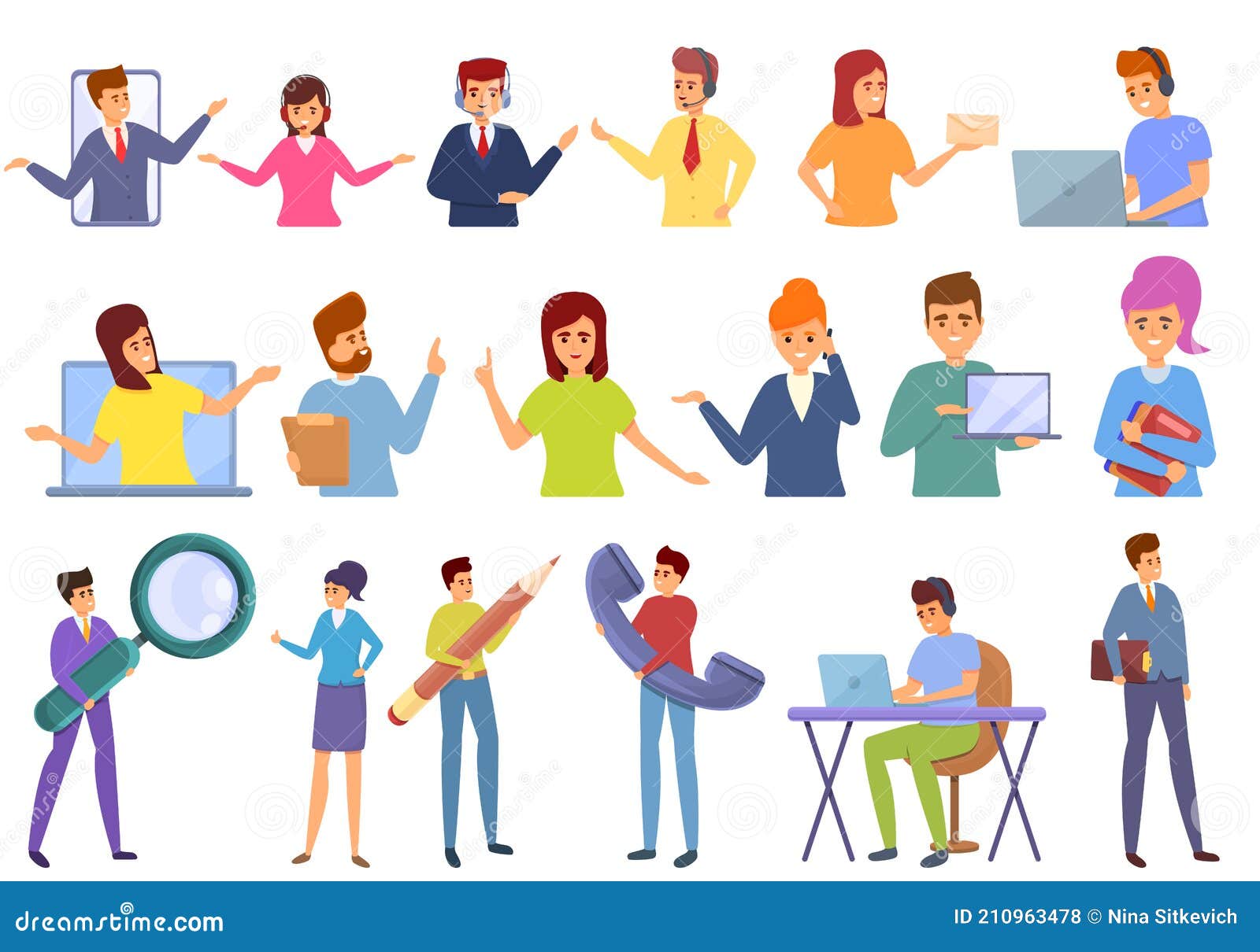 Personal Assistant Icons Set, Cartoon Style Stock Vector - Illustration ...