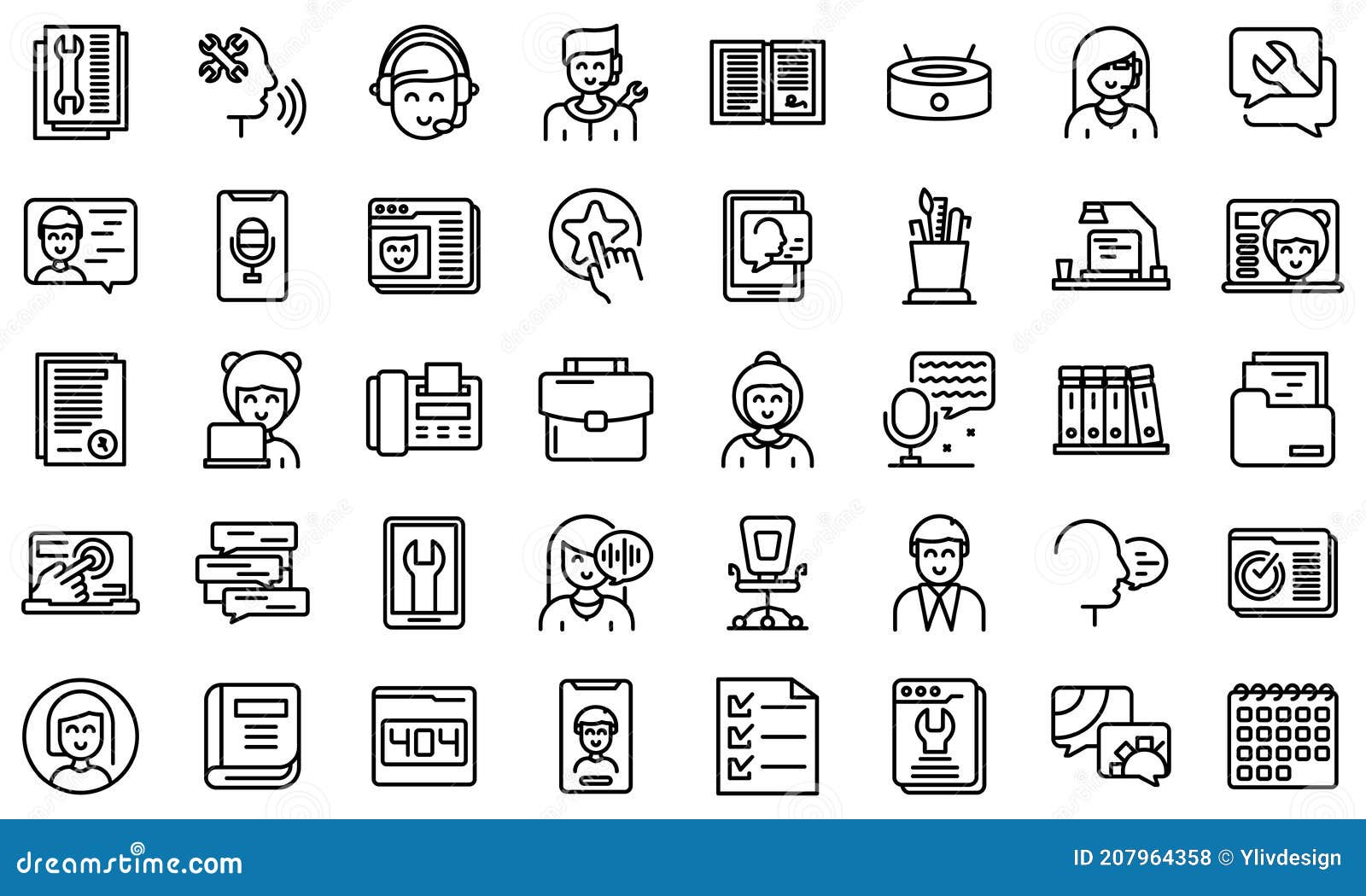 Personal Assistant Icons Set, Outline Style Stock Illustration ...