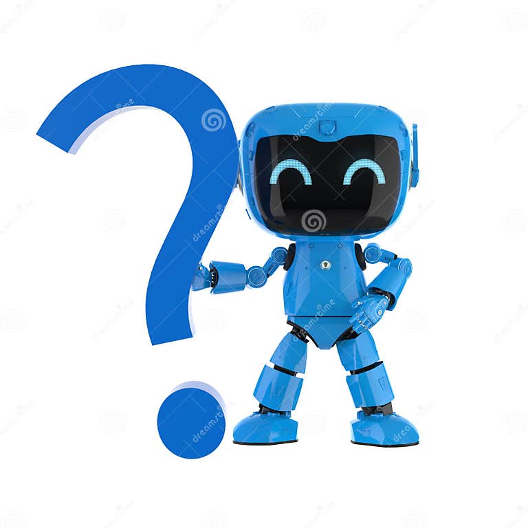 Personal Assistant Robot with Question Mark Stock Illustration ...