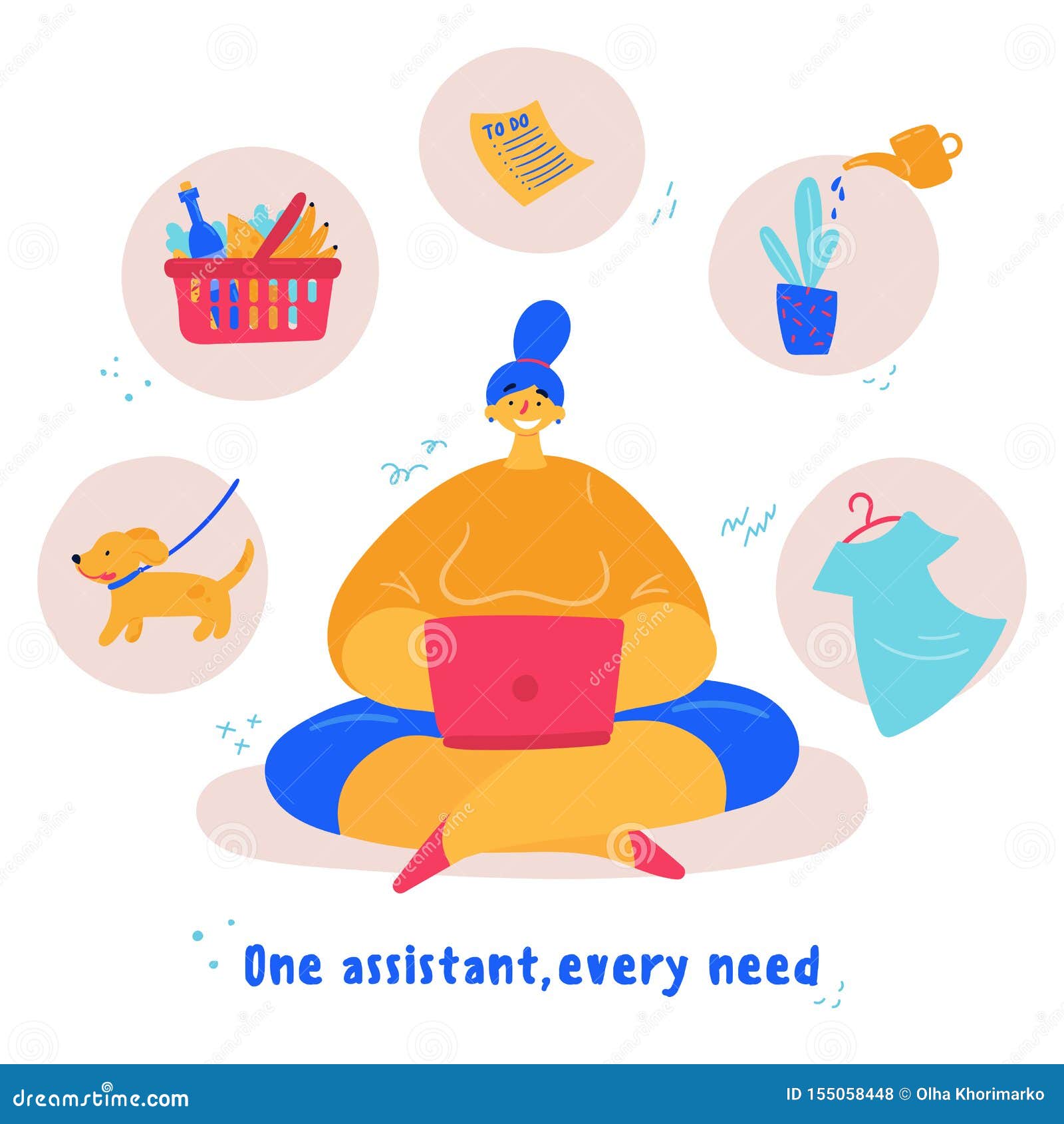 Personal Assistant is Sitting at the Computer Stock Vector ...