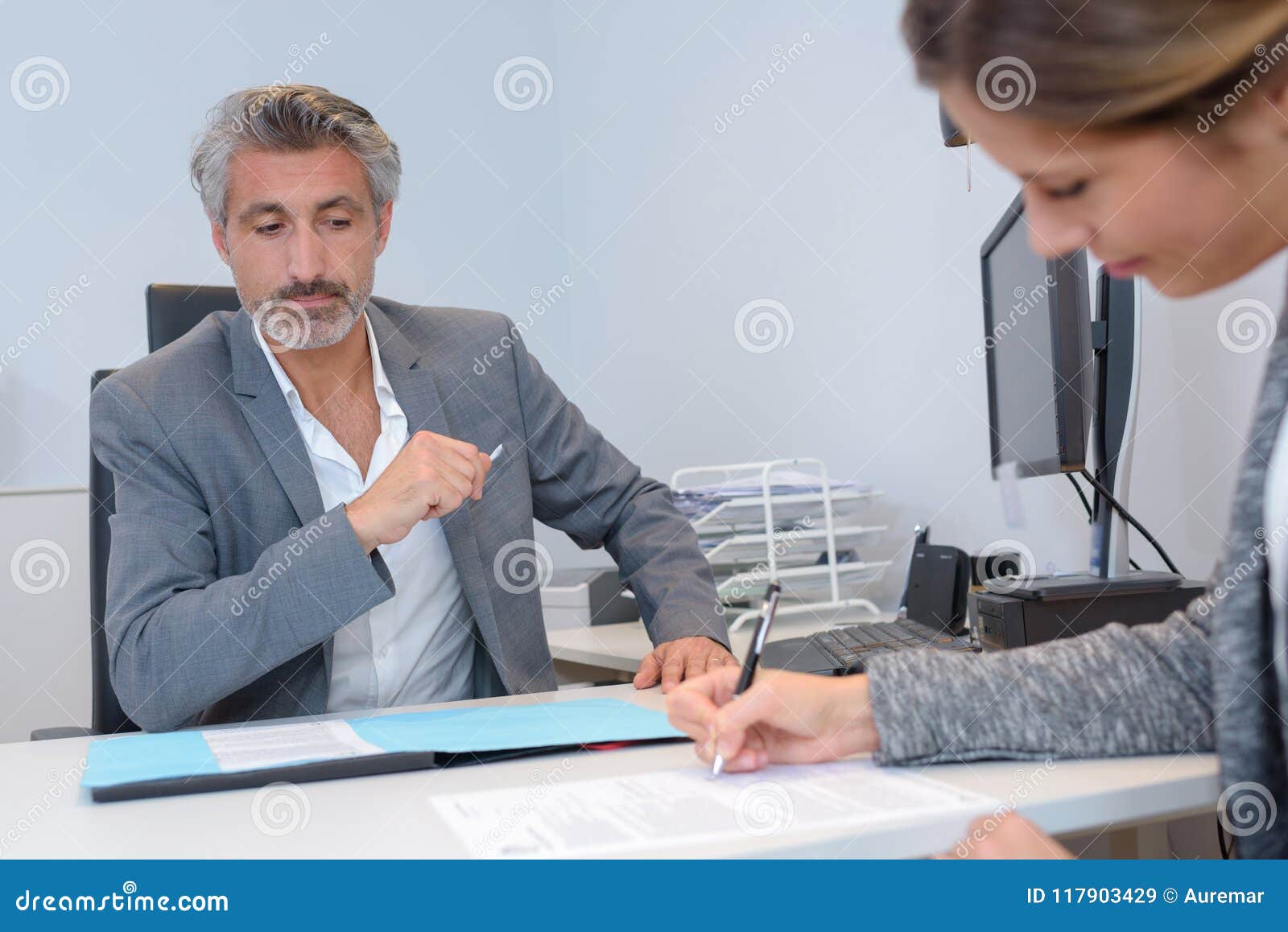 Personal Assistant Taking Notes from Manager Stock Image - Image of ...