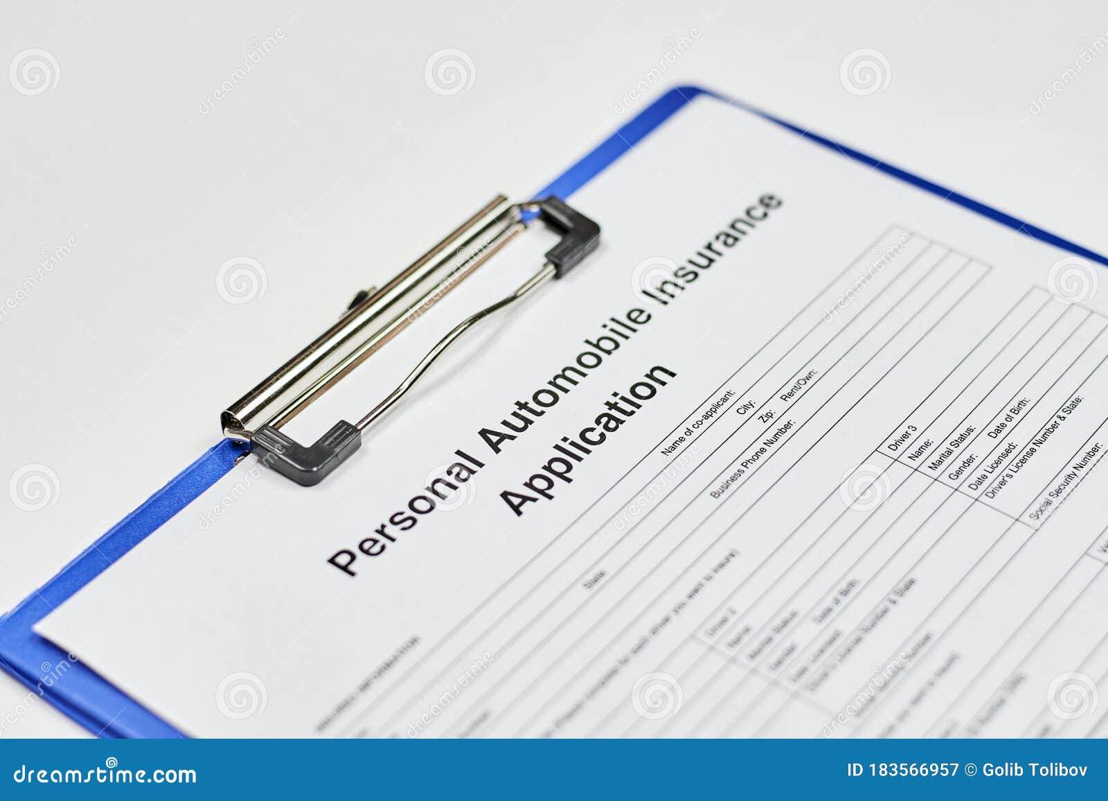 Personal Automobile Insurance Application Stock Image - Image of cost ...
