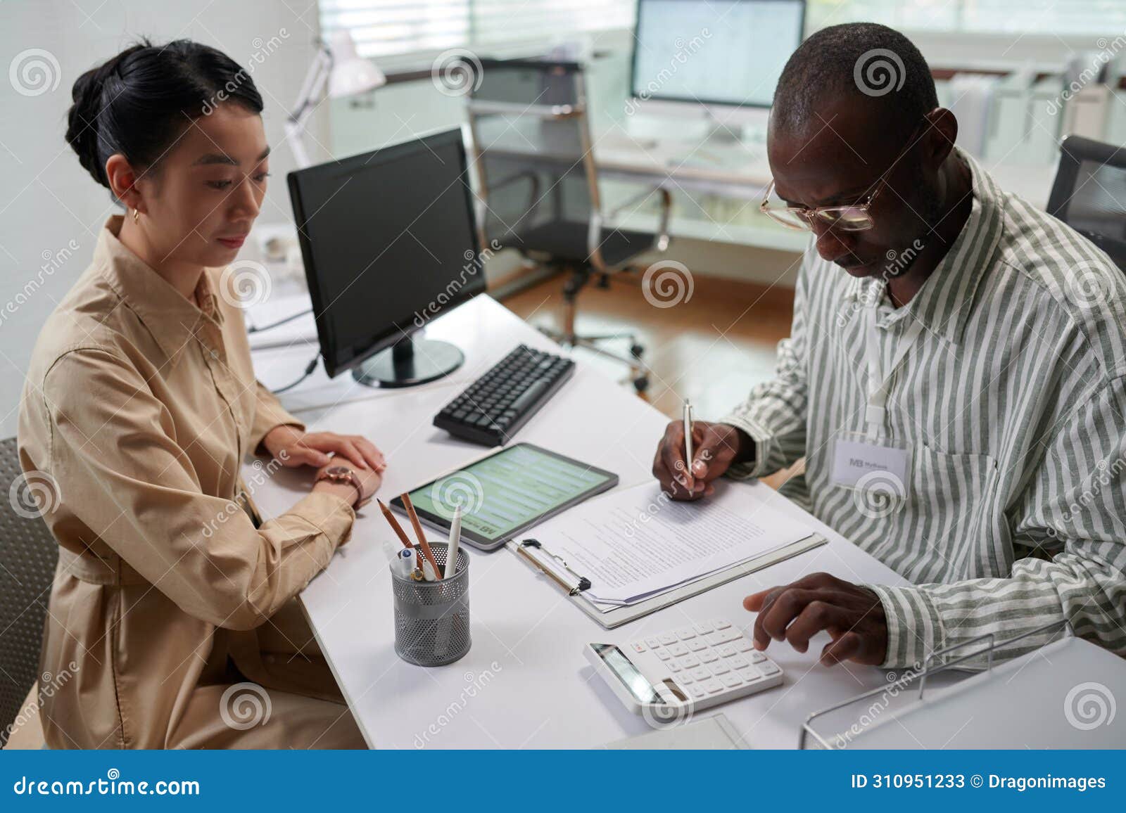 Personal Bank Manager Helping Client Stock Image - Image of finances ...