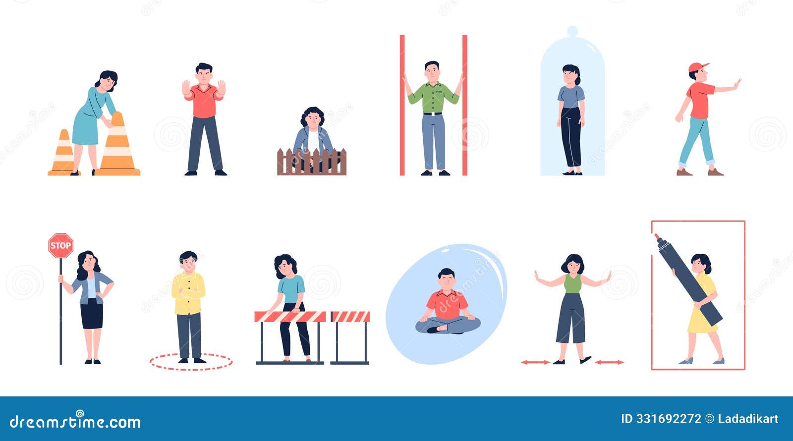 Personal Boundaries With Man Building Brick Castle And Broken Space For ...