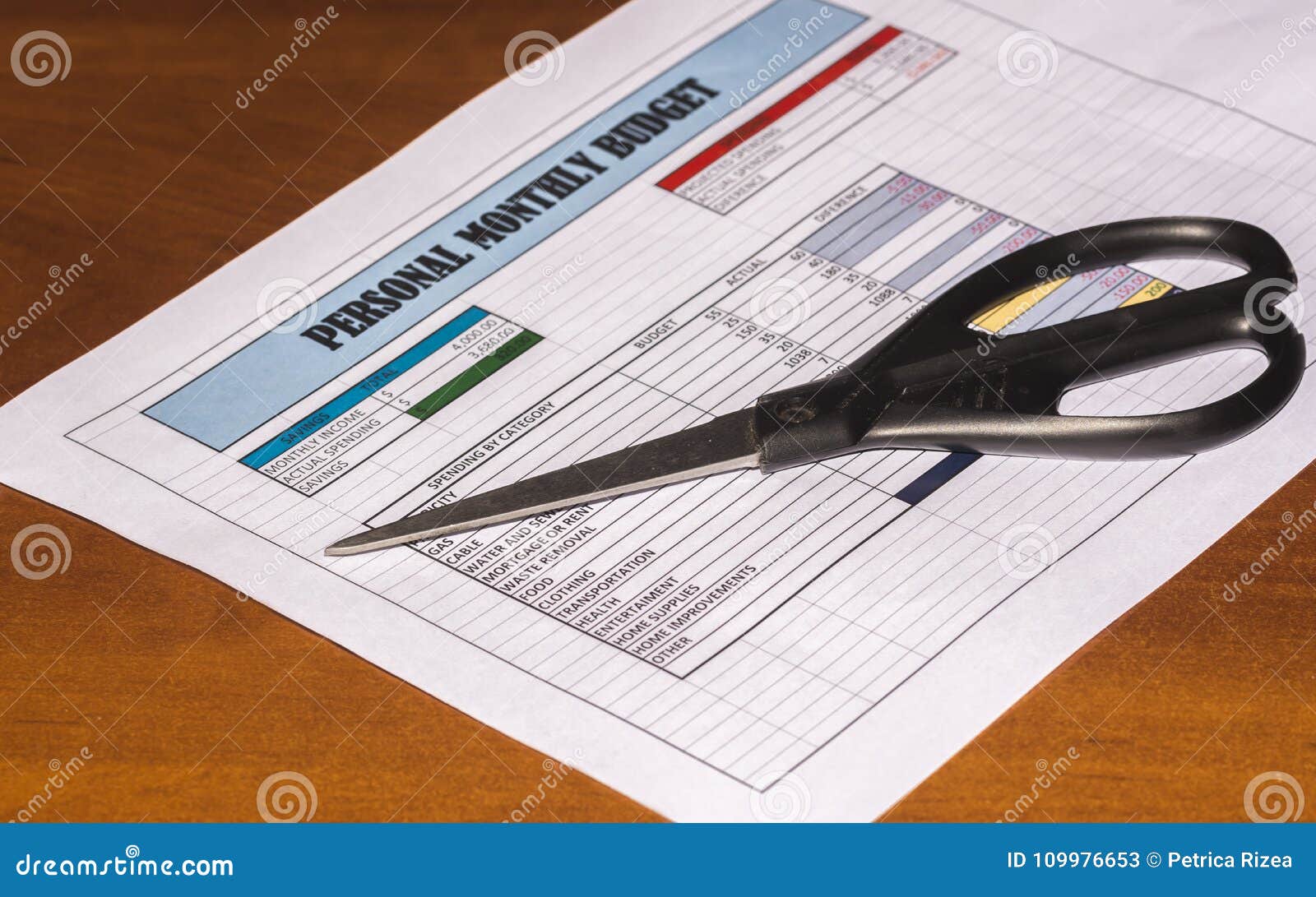 Personal budget cut stock image. Image of balance, scissors - 109976653