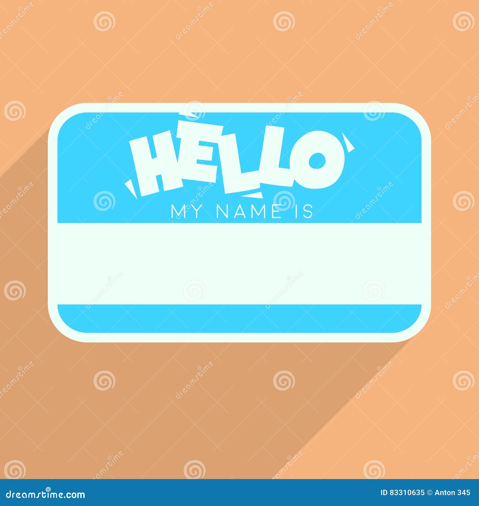 Personal Card with Text Hello My Name is. Flat Vector Template Stock ...