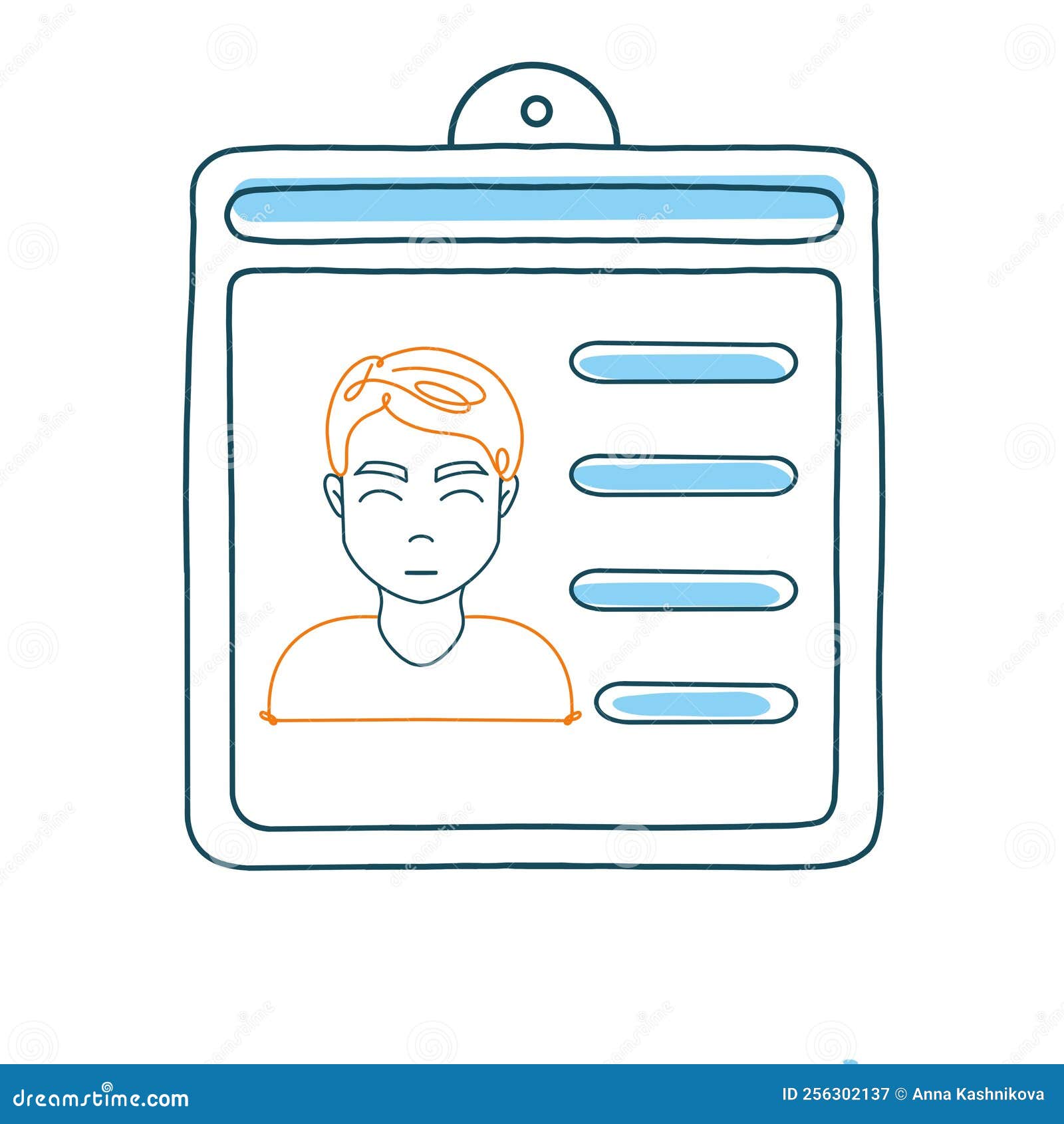 Personal ID Card With Fingerprint Line And Silhouette Icon Set. Plastic ...