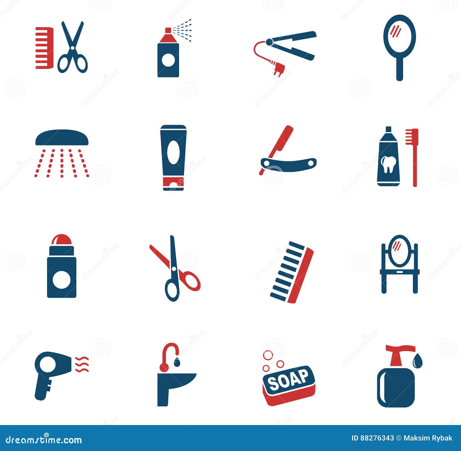 Personal care icon set stock illustration. Illustration of brush - 88276343