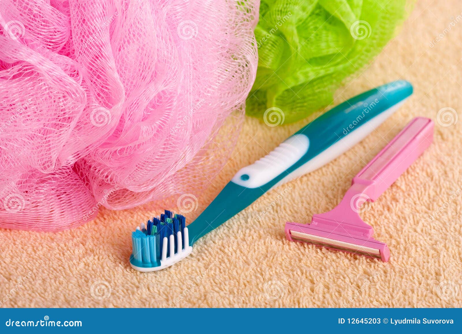 Personal care products stock image. Image of sponge, pink - 12645203