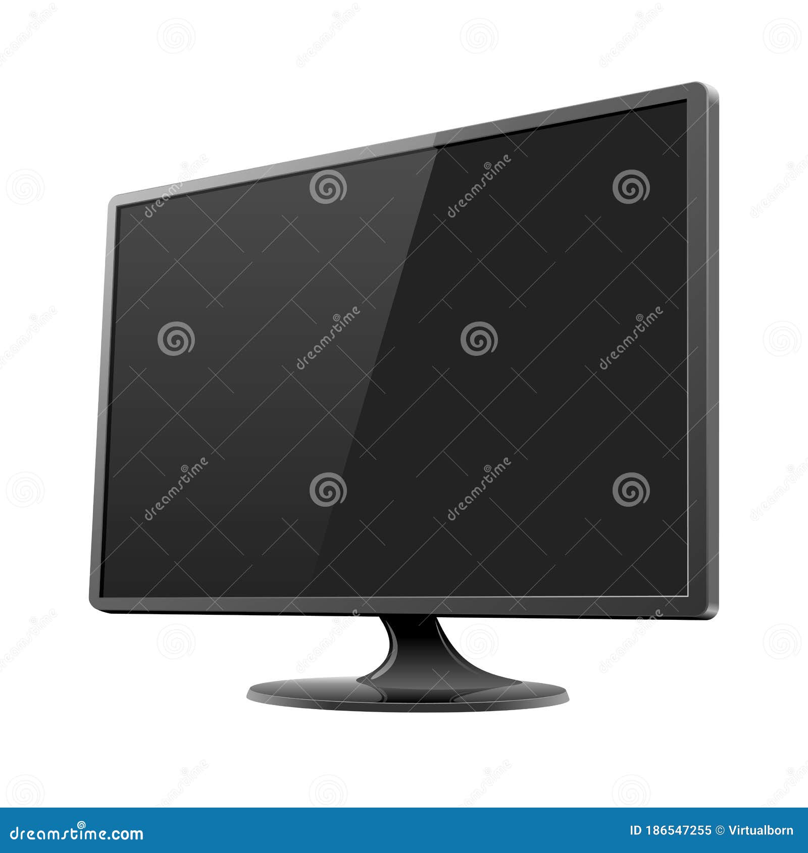 Black Display Monitor Mockup Screen Reflect Vector Illustration Stock ...